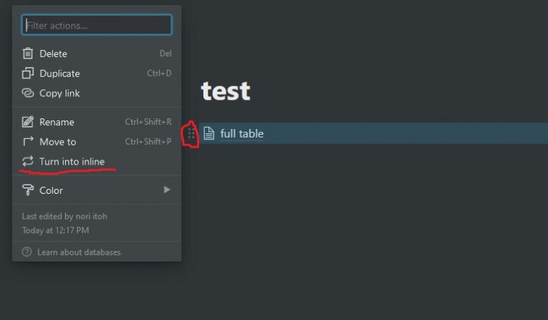 Notion データベース Full pageからInline、inlineからFull pageへの変更方法 – 半力投球